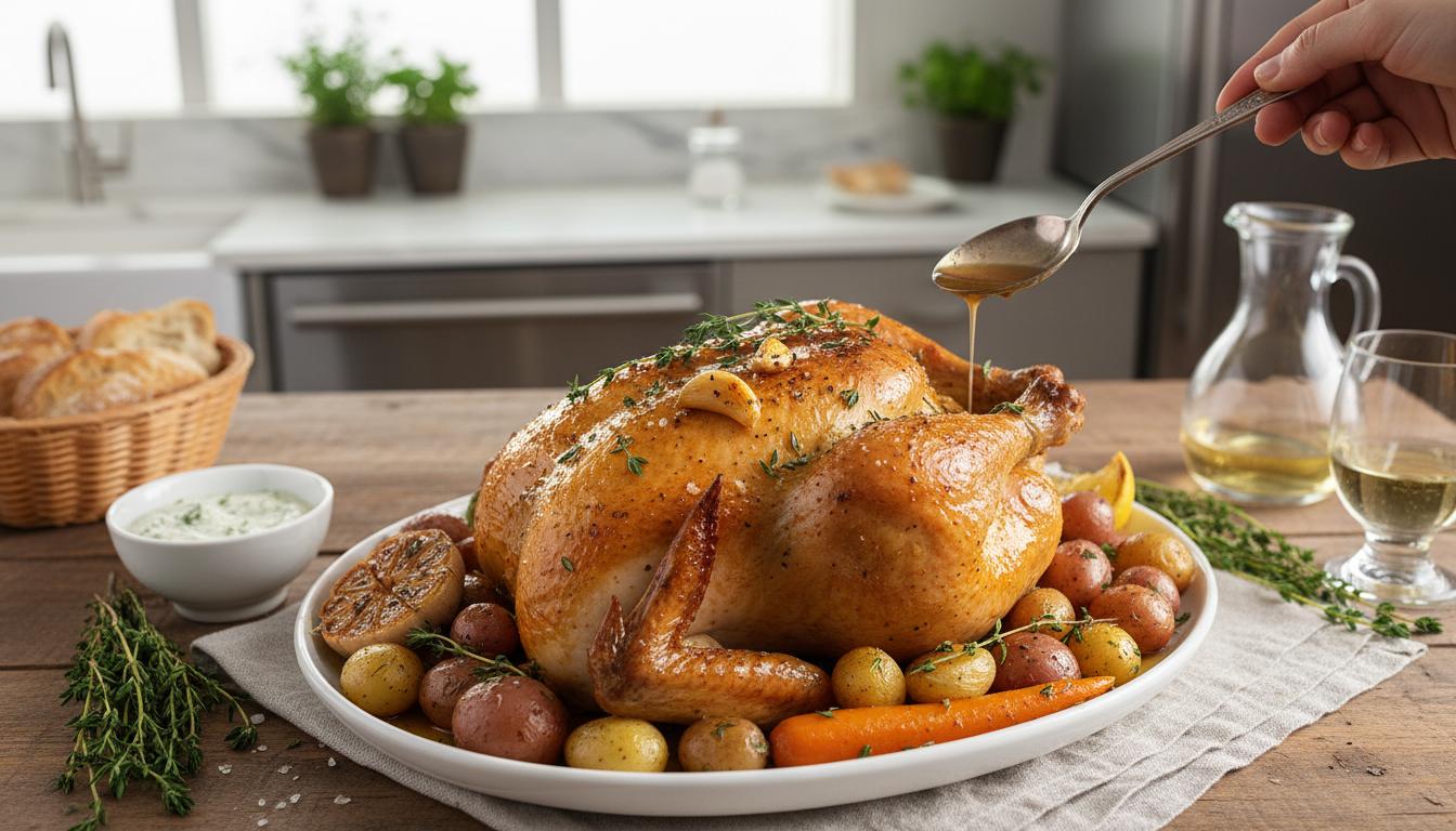 Poulet Rôti Traditionnel au Thym et à l'Ail